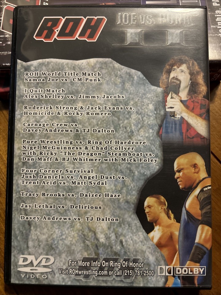 ROH Ring of Honor Wrestling DVD Joe Vs Punk II 2004 Mick Foley Ricky ...