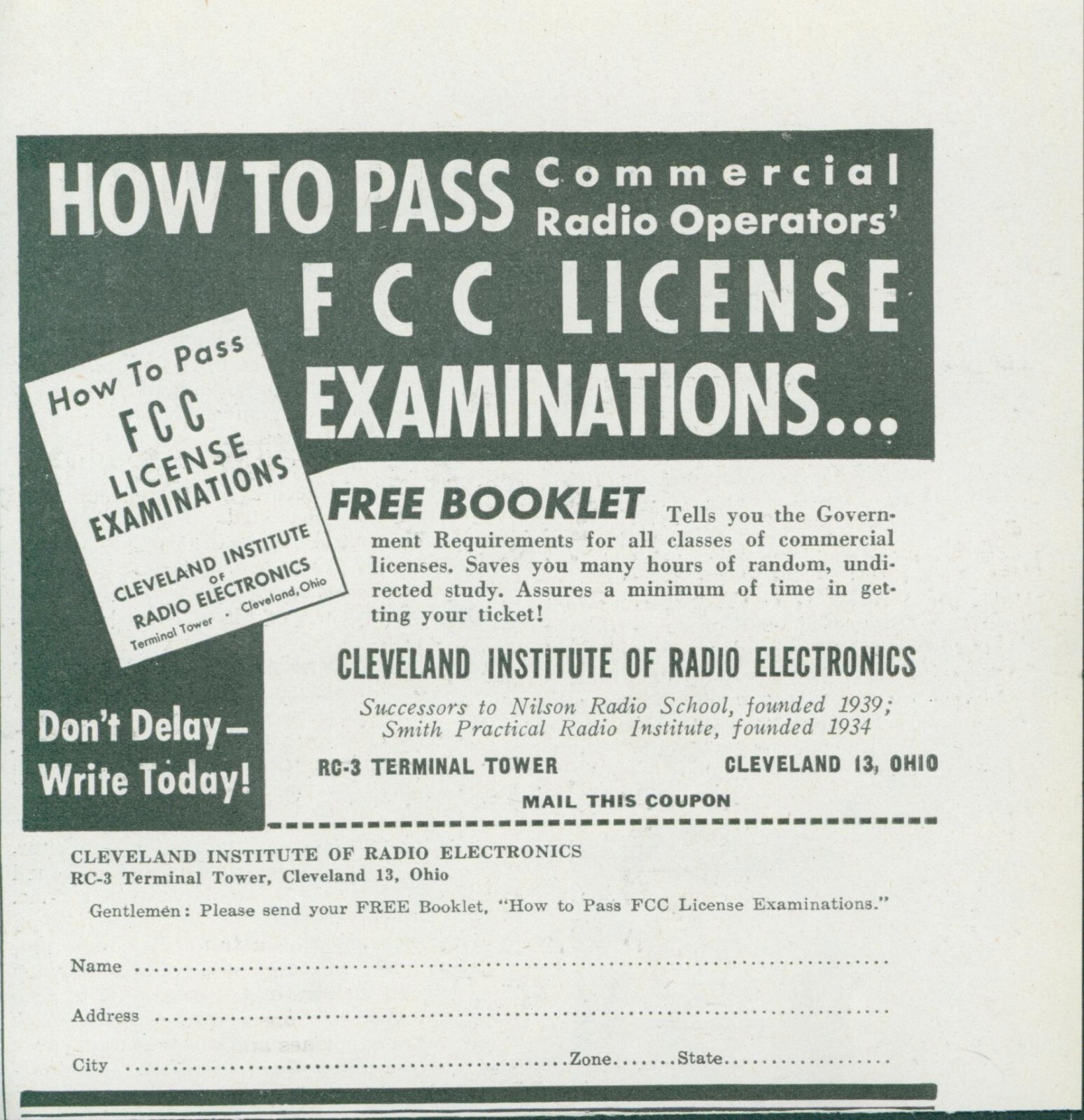 1946 How to Pass FCC License Exam Booklet Offer Commercial Radio ...
