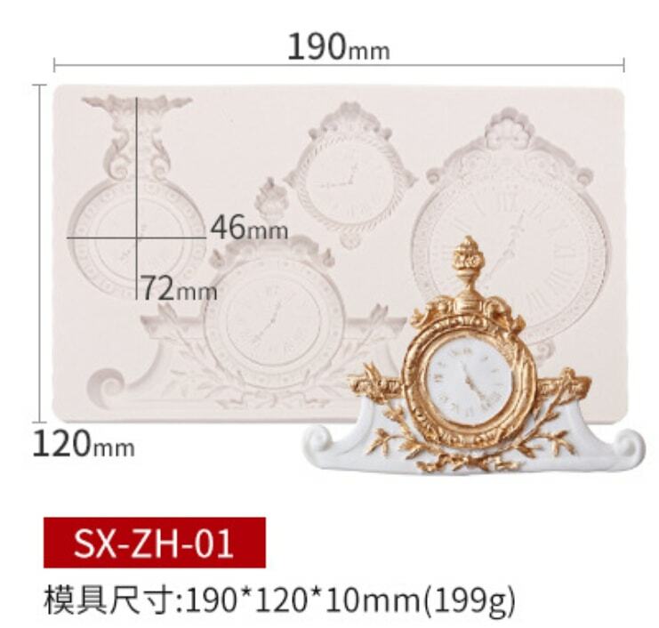 4 Fancy Antique Clocks Cake Fondant Silicone Mould Silicon Mold | eBay