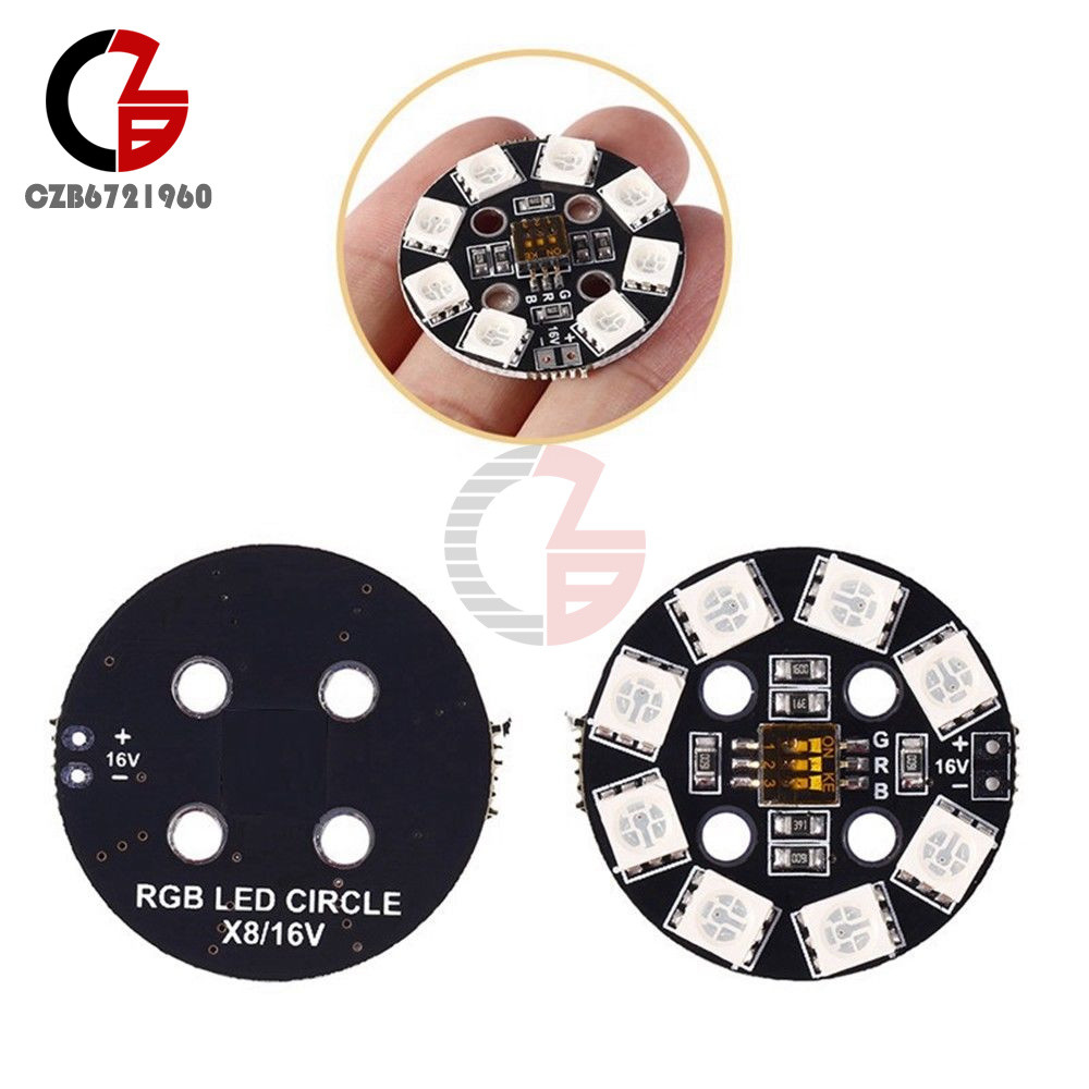 7 Colors X8/16V RGB LED Light Round Board For FPV Multicopter Drone ...
