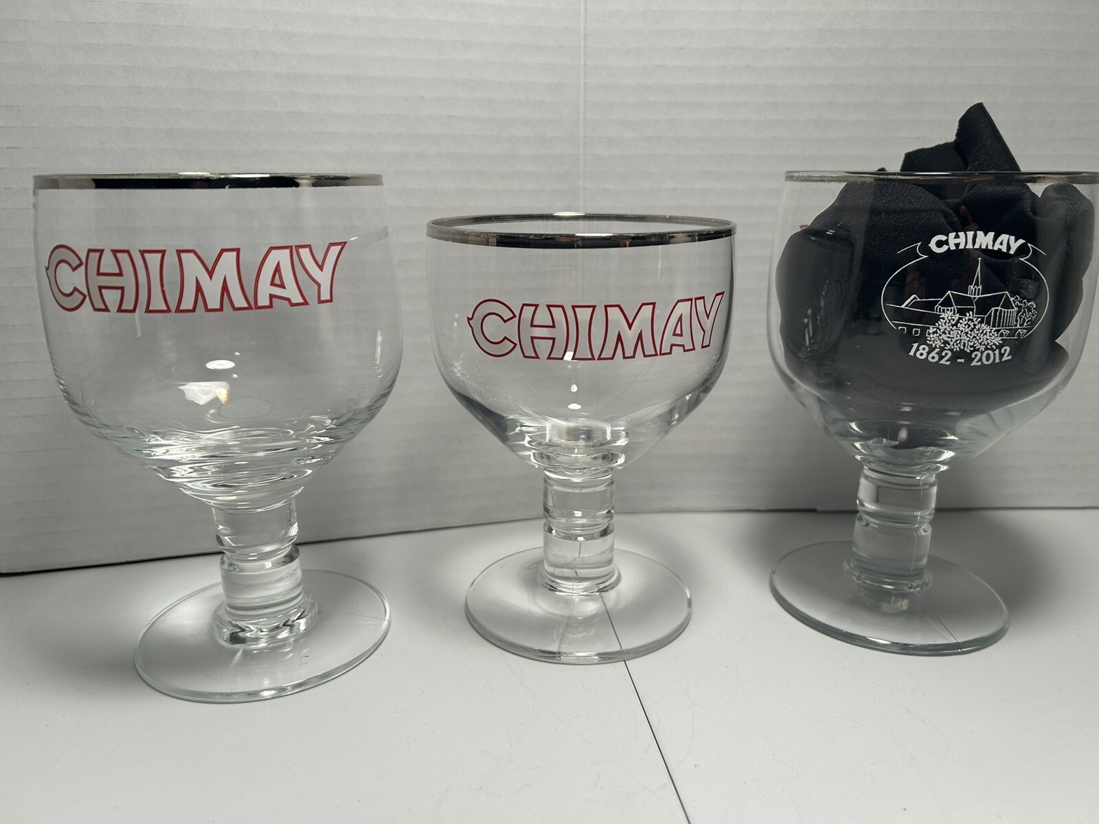 Set of 3 Different Chimay Beer Glasses Chalice Stemmed Belgium R2 | eBay