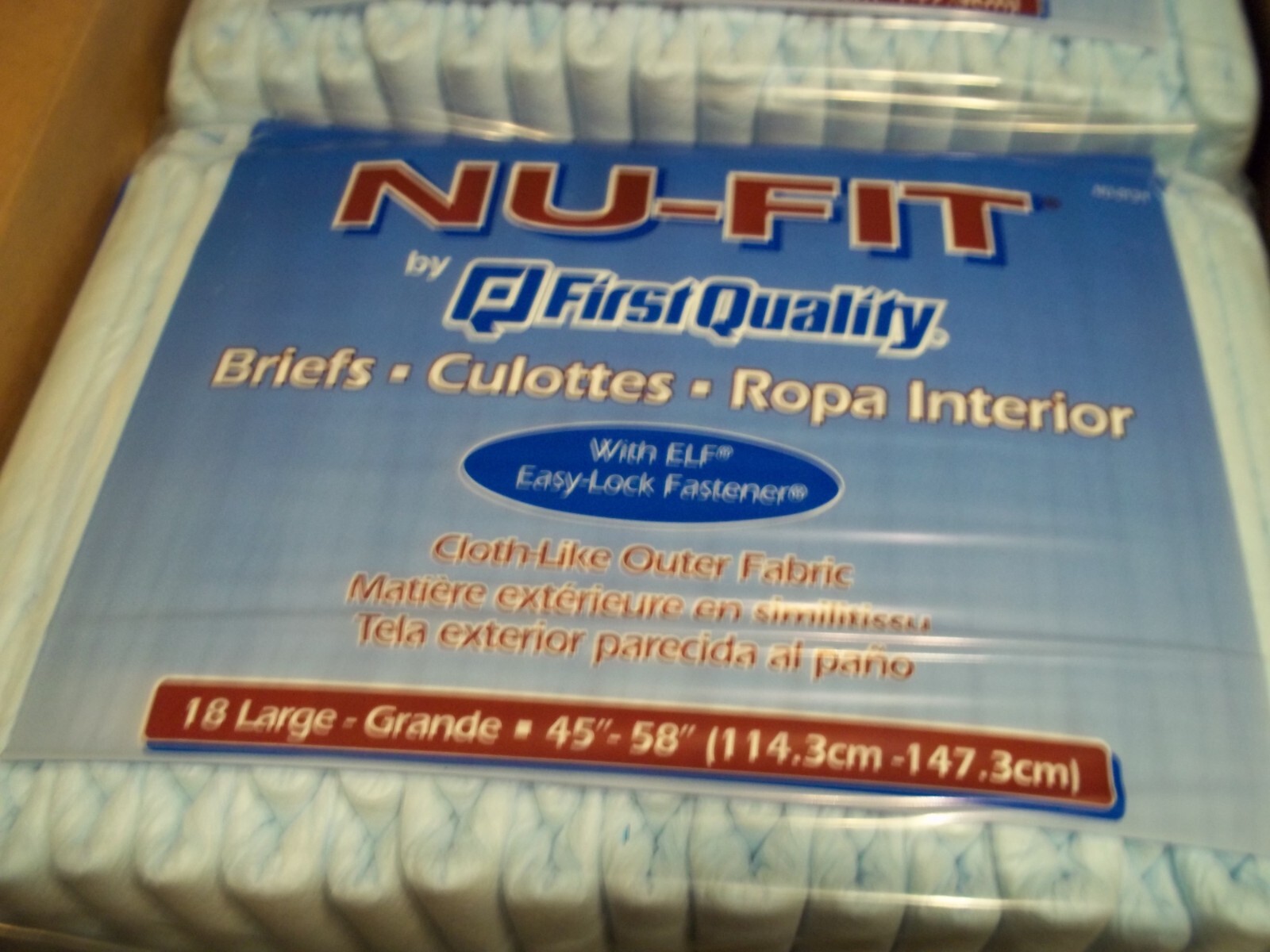 NU-FIT First Quality Adult Incontinence Large Briefs 4 Pack Box of 72 ...