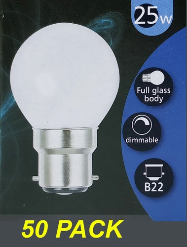 50 x 25W Pearl Fancy Round Light Globes Bulbs Lamps Bayonet Cap B22 ...