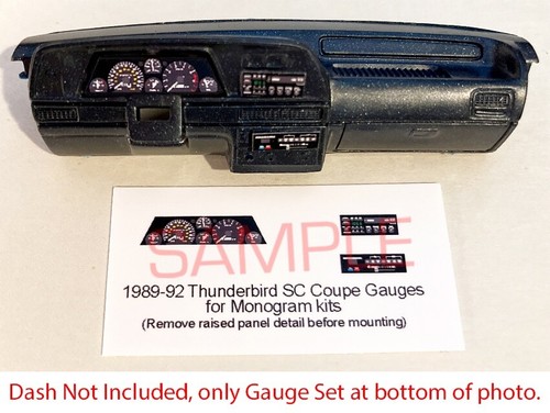1989 - 1992 FORD THUNDERBIRD SC COUPE GAUGE FACES for 1/24 MONOGRAM ...