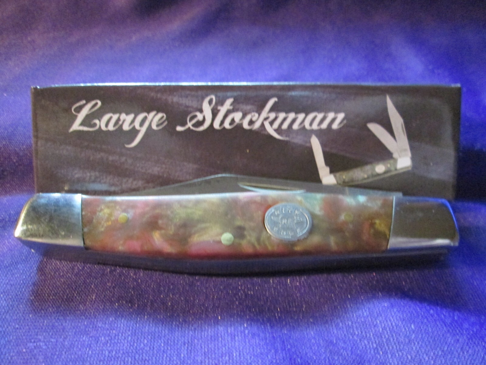 RITE EDGE 4 INCH 3 BLADE LARGE STOCKMAN POCKET KNIFE WITH ABALONE ...