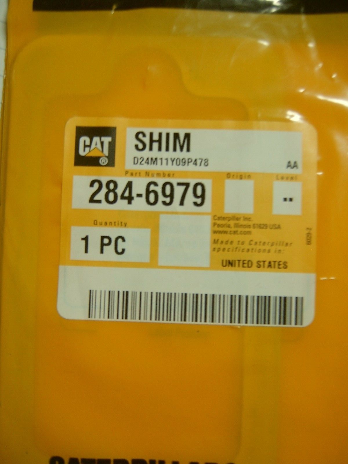 Caterpillar 284-6979 SHIM for CAT BACKHOE LOADER 422E, 428E, 432E, 434E ...