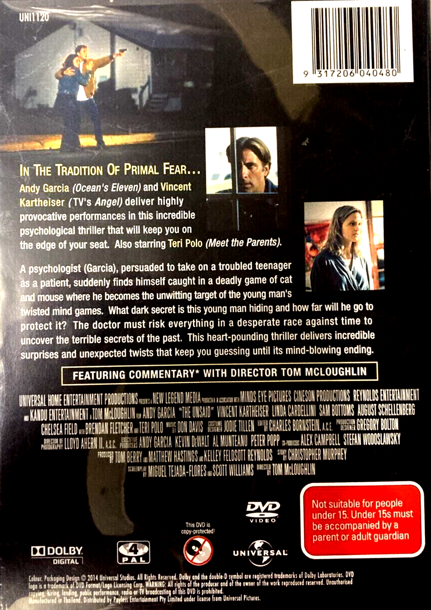 The Unsaid : Andy Garcia : NEW DVD : Region 4 Rare OOP | eBay