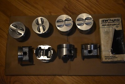 Badger P557-030 Aluminum Pistons (8) NOS & Perfect Circle Ring Set 210 ...