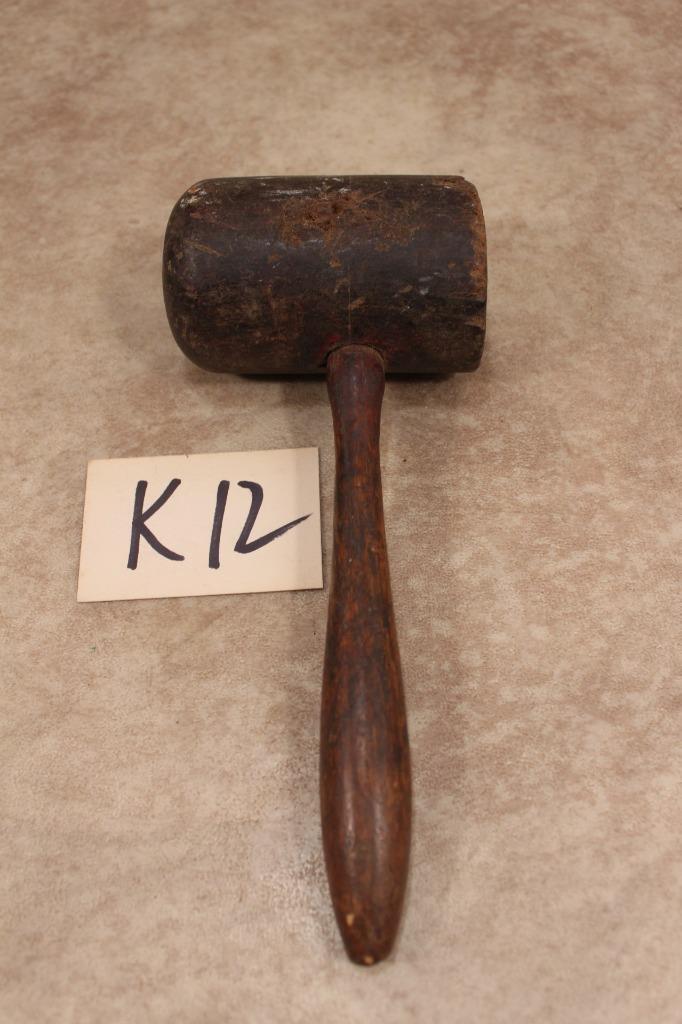 K12 ANTIQUE PRIMITIVE WOOD HANDLE HAMMER MALLET FARM RUSTIC VINTAGE ...