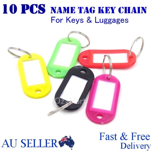 10pcs Mix Colours Plastic Key Ring Tags Name Tag Keyring Keychain ...