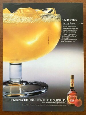 1986 DeKuyper Peachtree Schnapps Vintage Print Ad/Poster Man Cave Bar ...