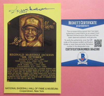 Reggie Jackson Signed HOF Plaque Postcard - Beckett BAS | eBay