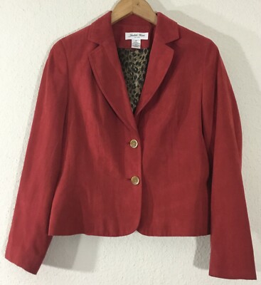 Judith Hart womens Two Button Faux Suede Red blazer jacket Sz 10P | eBay