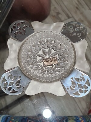 Stunning Satinglo Lewbury silverware tray with Bohemian crystal dish ...