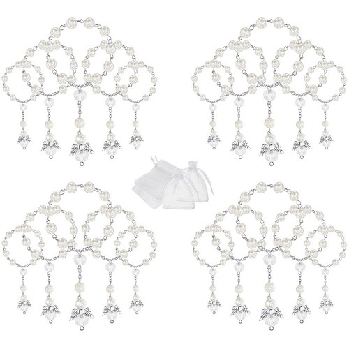 20 Pcs Chapelet Acrylique BaptêMe Chapelets Ange avec Sacs Organza pour ...