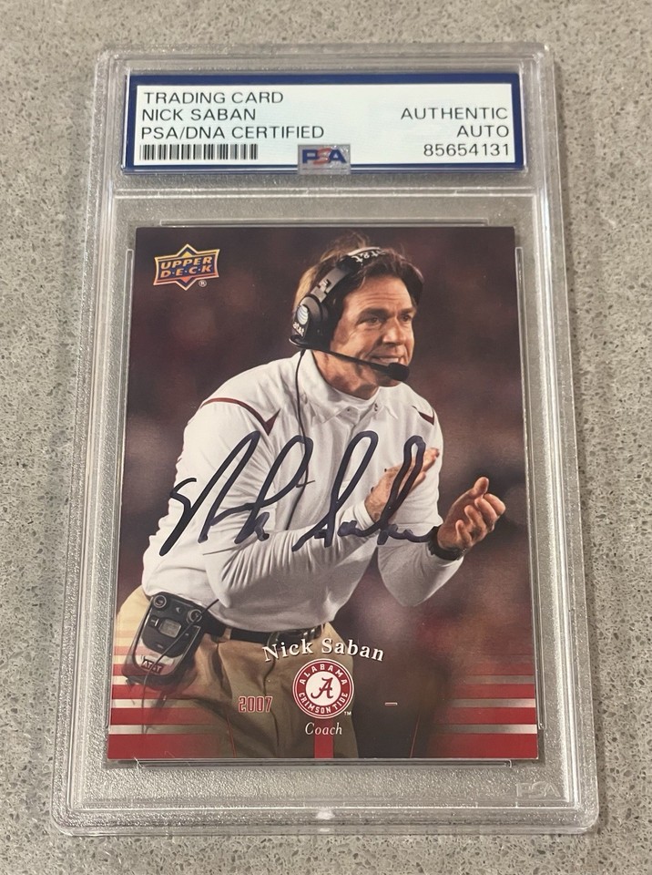 Nick Saban Signed 2012 Alabama Upper Deck Football Card #88 ~ PSA AUTO ...