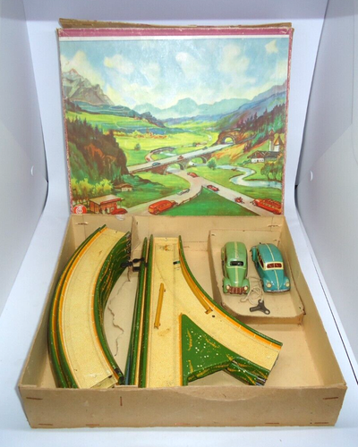 RARE 1950's Tippco #795 US Zone Germany Wind Up Cars Race Track With ...