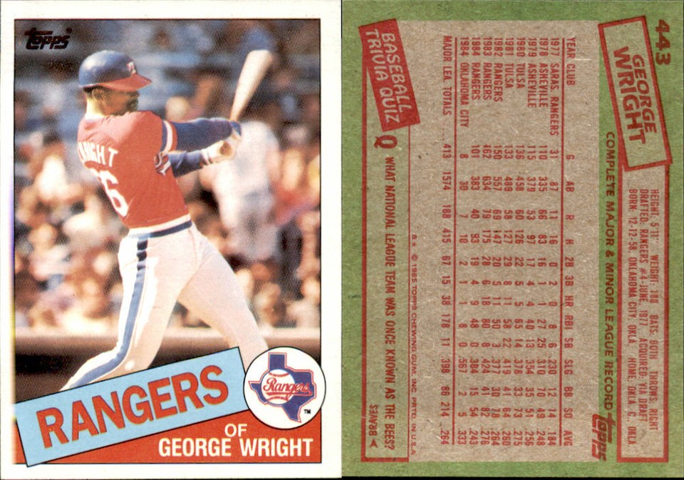 1985 Topps Baseball Cards Complete Your Set U-Pick #'s 401-600 NM/MINT ...