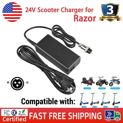 24V Scooter Charger for Razor E100 E150 E200 E125 E300 E500 E175 PR200 ...