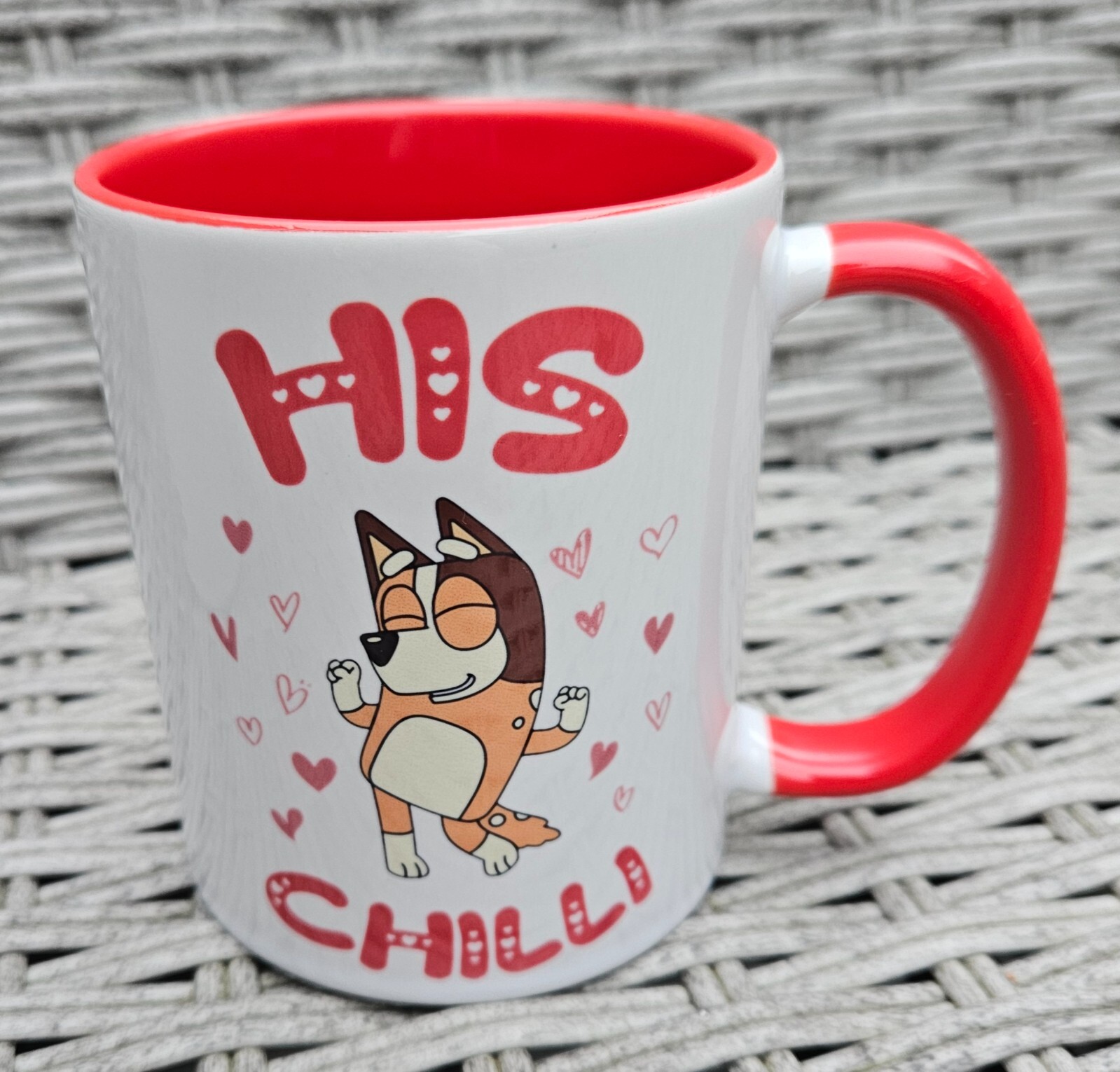 Valentine's Day His Chilli Bluey Mug 11oz Red Handled Mug | eBay UK