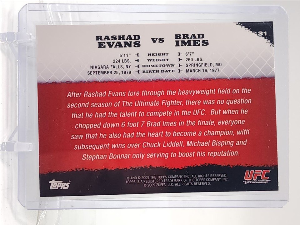 RASHAD EVANS VS BRAD IMES 2009 TOPPS UFC DEBUT Q1880 | eBay