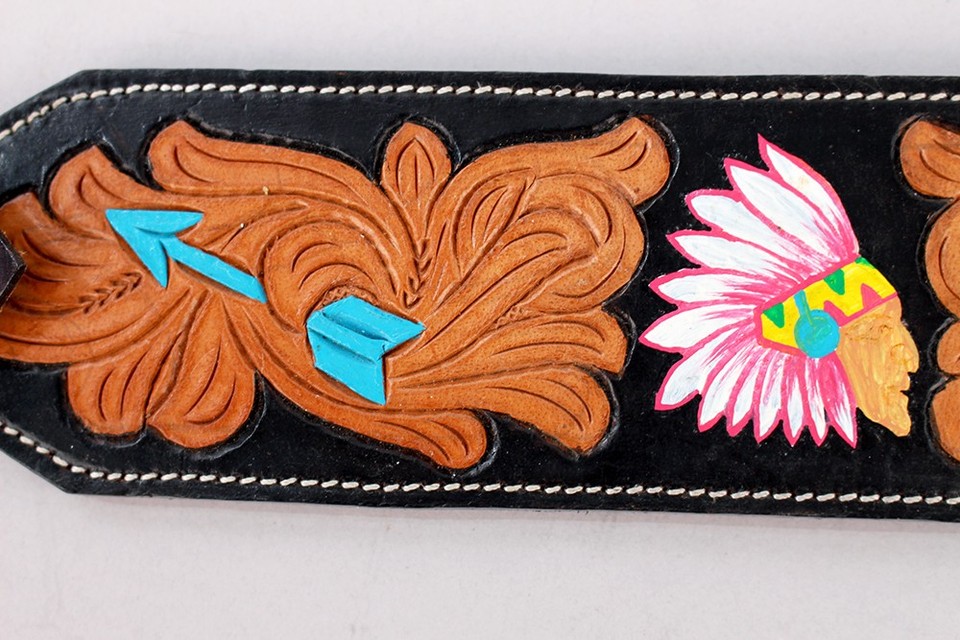 BH HILASON Western Horse Halter Noseband Genuine American Leather Tan w ...