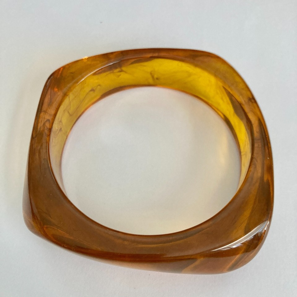 Vintage Lucite Acrylic Faux Honey Amber Tortoise Shell Bracelet Bangle ...