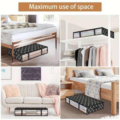 2 X ZIPPER UNDERBED SPACE SAVER STORAGE BOX DUVET BLANKET TOY CLOTHES ...