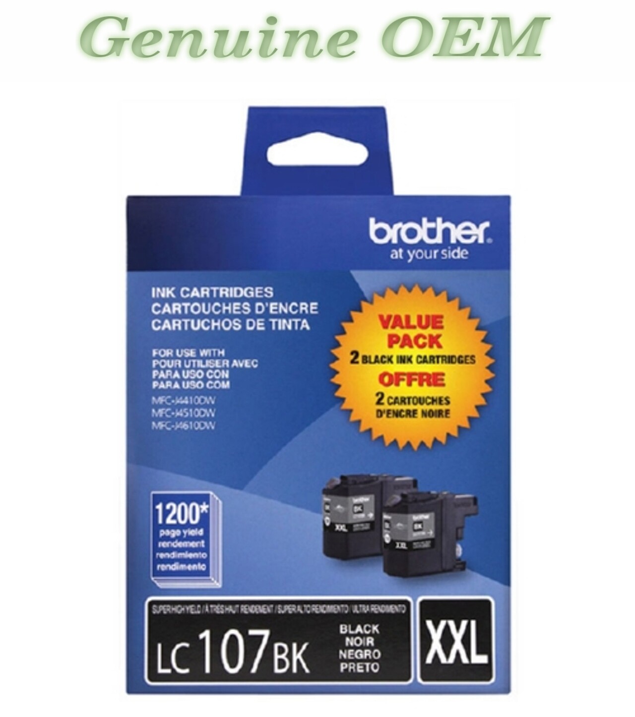 LC1072PKS/LC107BKXXL_2PKS Original OEM Brother LC107 Ink Cartridge ...