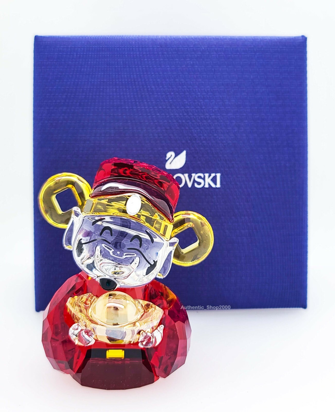 New 100% SWAROVSKI Sparkle Crystals Cute God of Wealth Figurine Display ...
