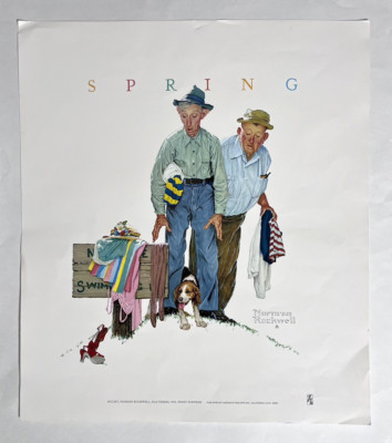 Norman Rockwell "Spring" Old Timers 1953 Sweet Surprise Print 17.5" x ...