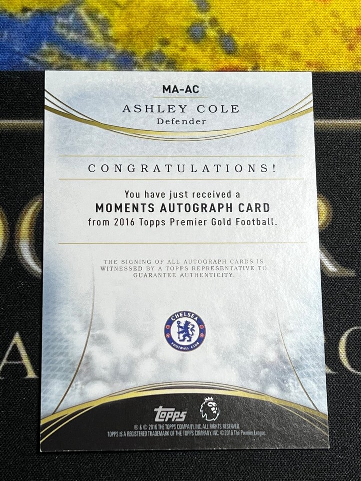 2016 Topps Premier Gold Moments Ashley Cole AUTO 25/40 Chelsea SSP MA ...