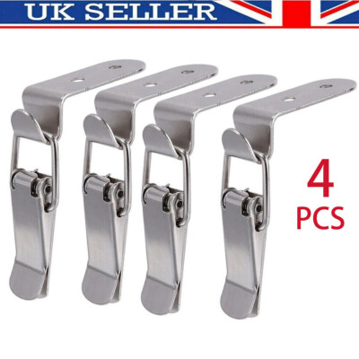 4x 90° Stainless Steel Spring Loaded Draw Toggle Latch Catch Clamp Clip ...