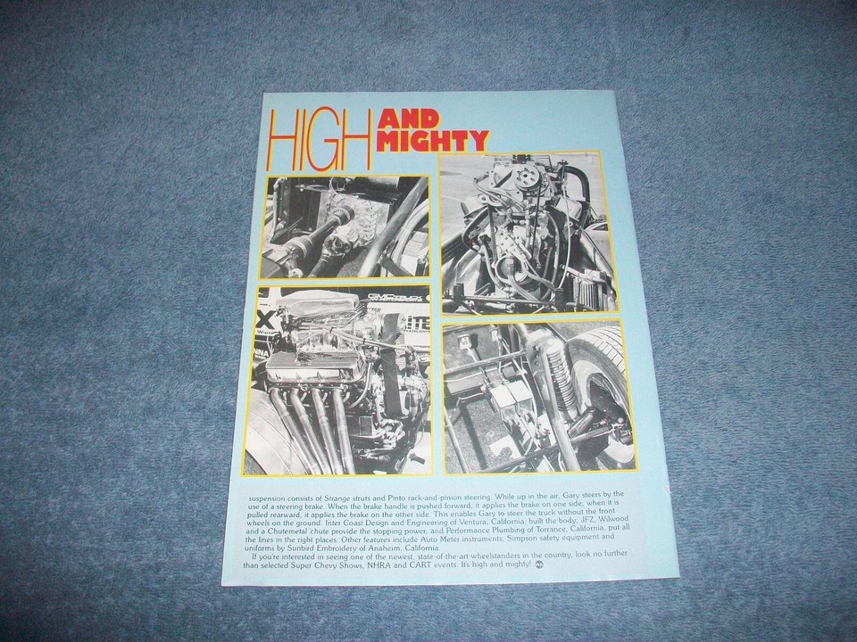 1991 GMC S-15 Jimmy Vintage Rear Engine Drag Car Article "High and ...