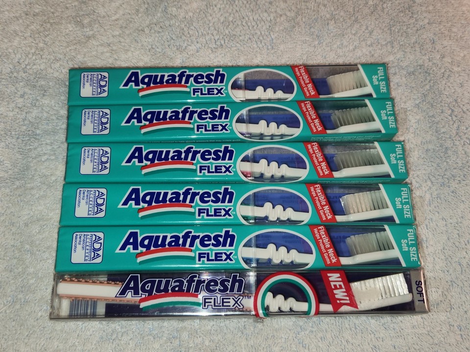 Lot of 6 Aqua Fresh Flex Full Size Soft Toothbrush Clear Box 5312010| eBay