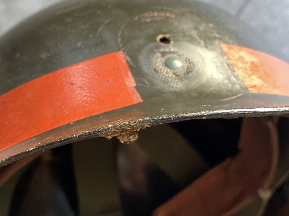Vietnam Era M1 Helmet Liner Blue Bolts 1st Adv. Inf. Training Fort Dix ...