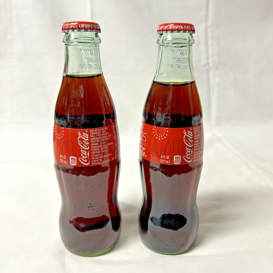 Lot Of 2 World Of Coca-Cola "25 Years Of Happiness" Bottle 8oz Full ...