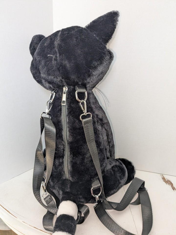 Emily the Strange Sneaky Neechee Plush Black Cat Backpack Bag ...