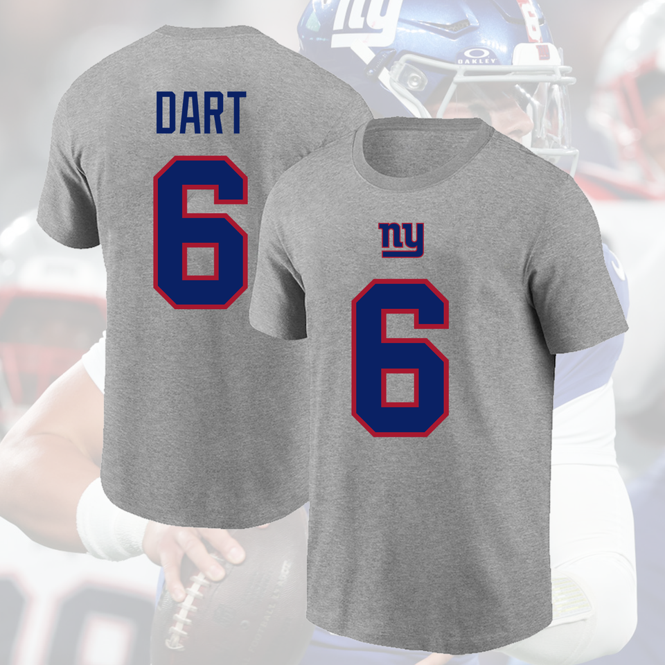 HOT SALE ! Jaxson Dart #6 New York Giants Name & Number S–5XL for Fan ...