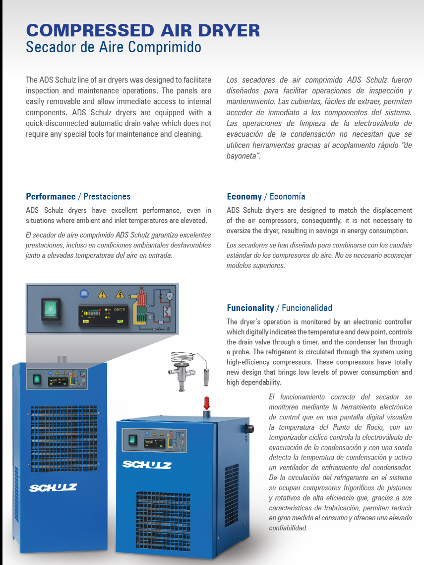 SCHULZ REFRIGERATED AIR COMPRESSOR DRYER - 220CFM- ADS220-UE | eBay