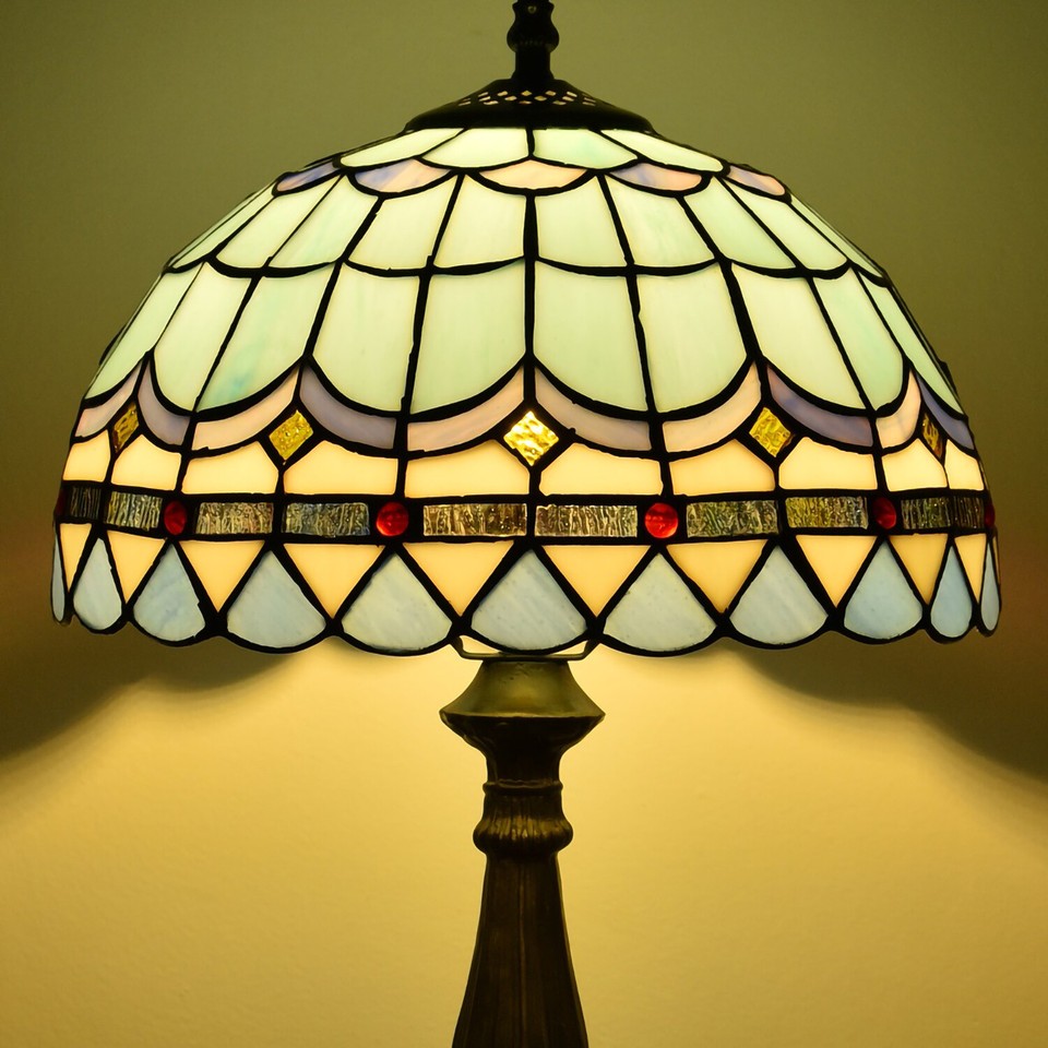 Tiffany Style Table Lamps Handcrafted Stained Glass Art Light Bedside ...