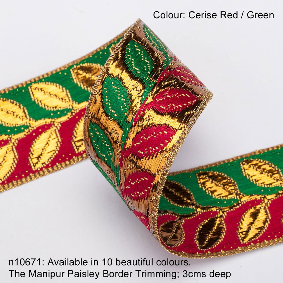 Neotrim Paisley Vine Ribbon Trimming, Vintage Gold Metallic 4cm,Home ...