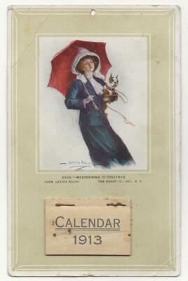Postcard Lester Ralph Weathering It Together Woman w/ dog umbrella 1913 ...