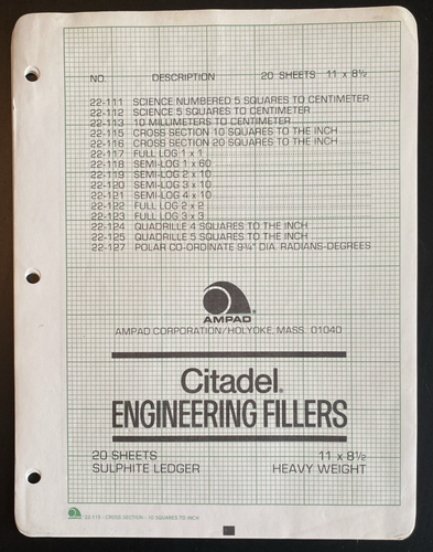 Vtg Citadel Engineering Fillers 22-115 Sulphite Ledger Graph Paper 10 ...