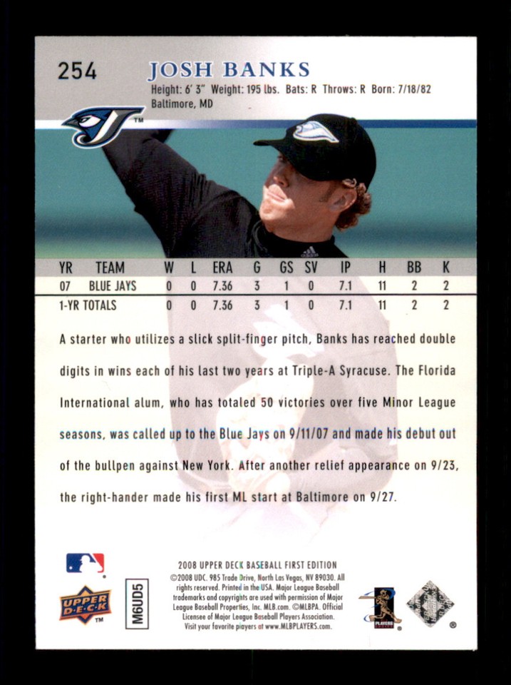 2008 Uppper Deck First Edition - Josh Banks - On Card Autograph | eBay