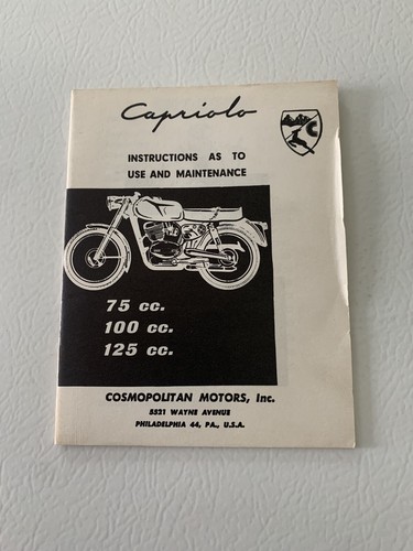 CAPRIOLO 75cc 100cc 125cc - OWNERS MANUAL - ORIGINAL FROM COSMOPOLITAN ...