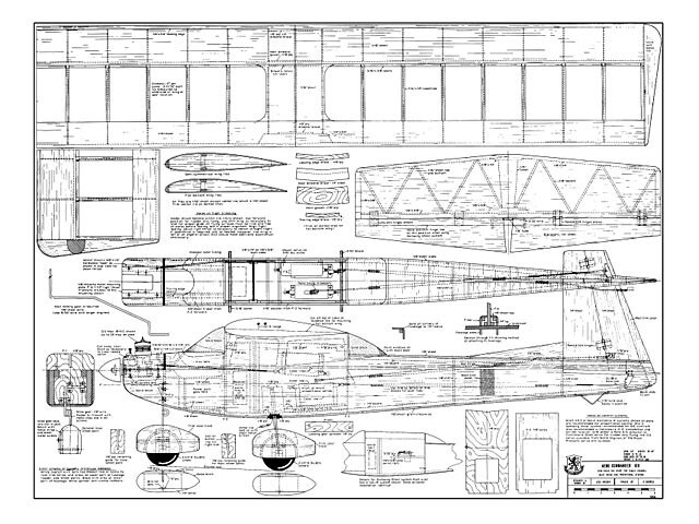 Aero Commander 100 Trainer 54" WS RC Model Airplane Printed Plans ...