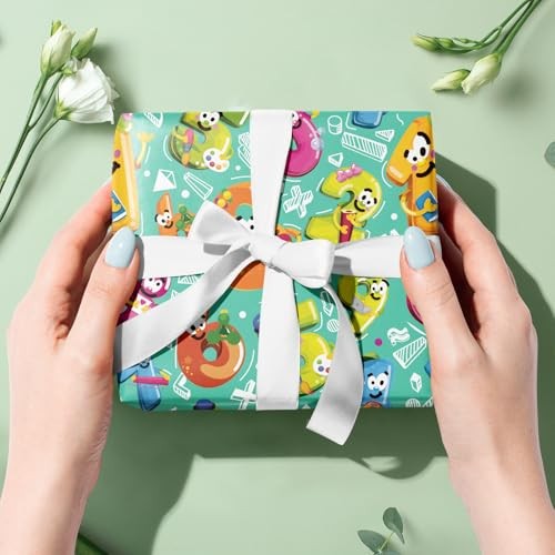 Kids Wrapping Paper Roll, Cartoon Numbers Design Gift Back to School ...