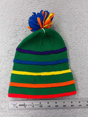 Beanie Toque Adult One Size Green Rainbow Stripe Snowboard Ski Winter ...