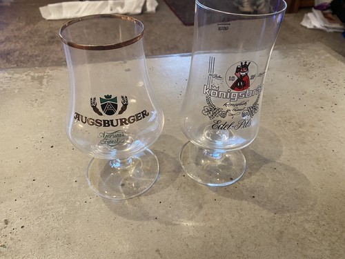 (2) German Stemmed Beer Glasses Konigsbrau / Augsburger | eBay